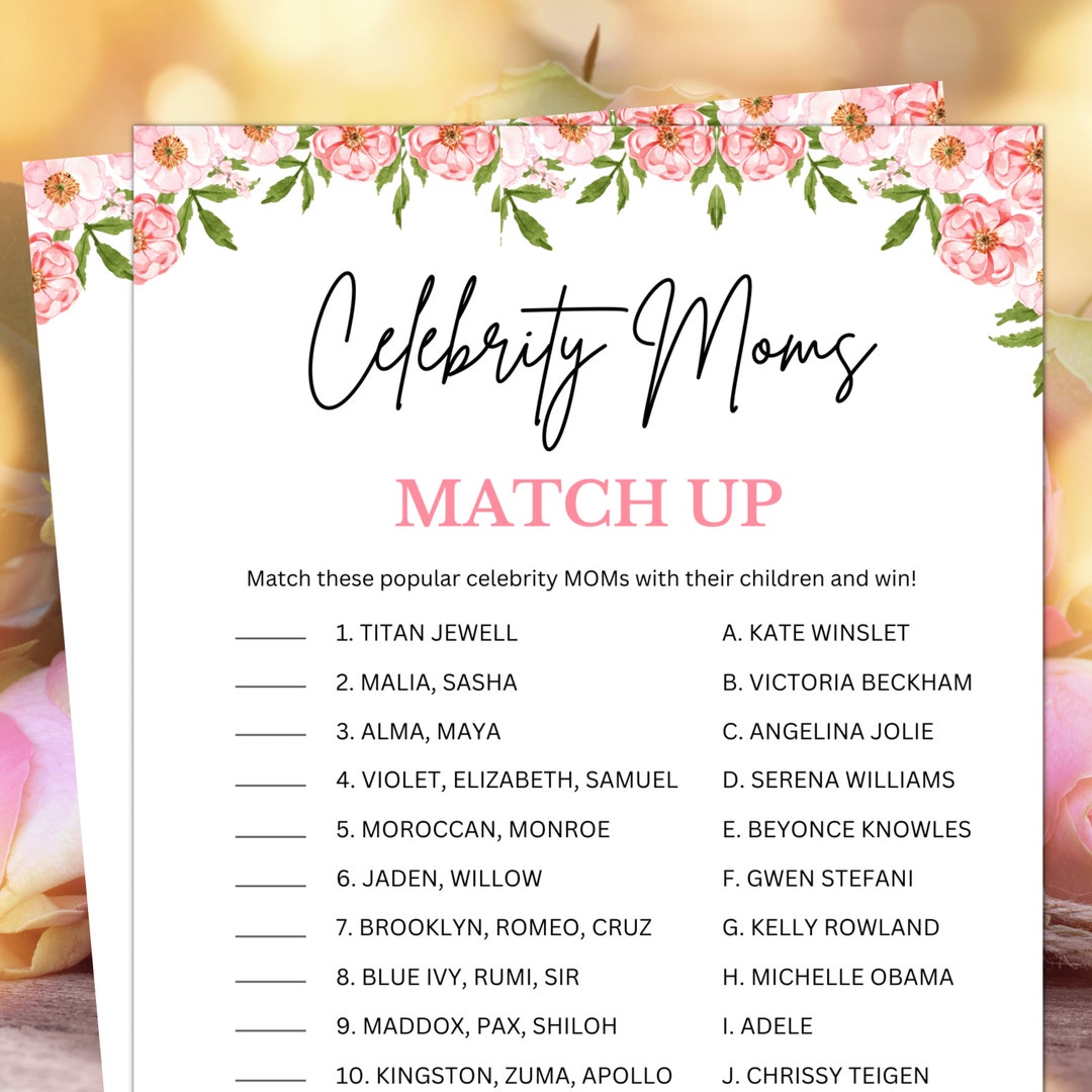 Mothers Day Trivia, Celebrity Moms Match Up, Mothers Day Games for Kids ...