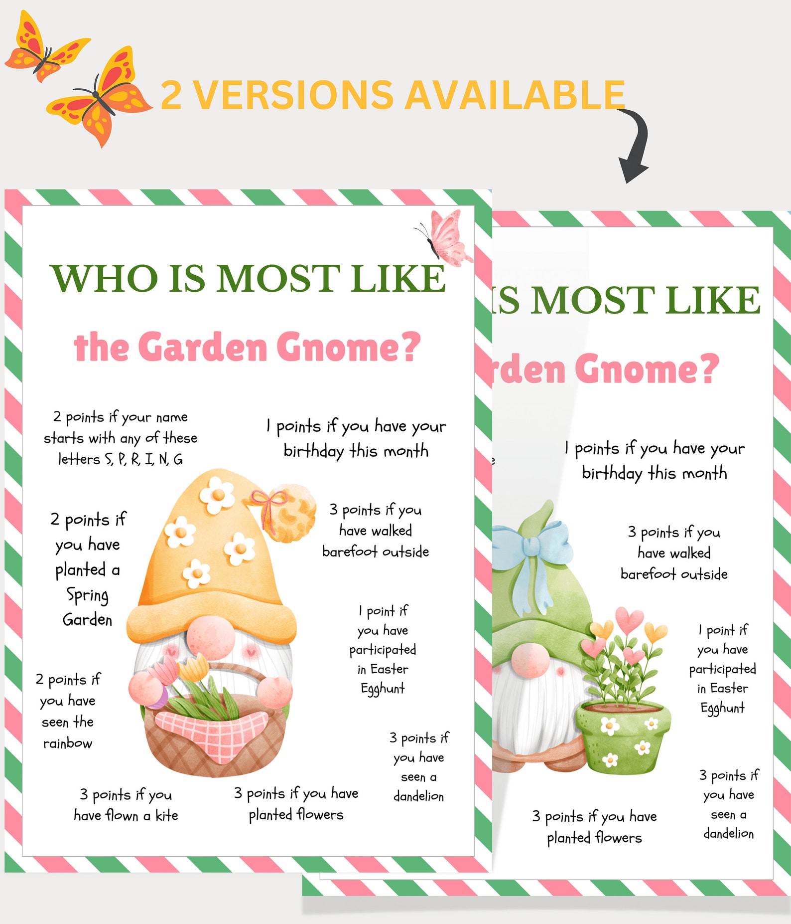 Who is Most Like the Garden Gnome Game, Printable Spring Games, Spring ...