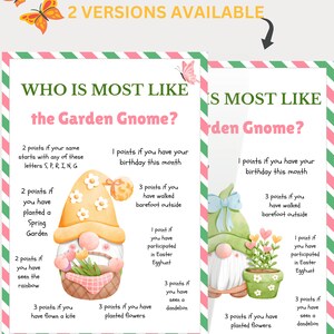 Who is Most Like the Garden Gnome Game, Printable Spring Games, Spring ...