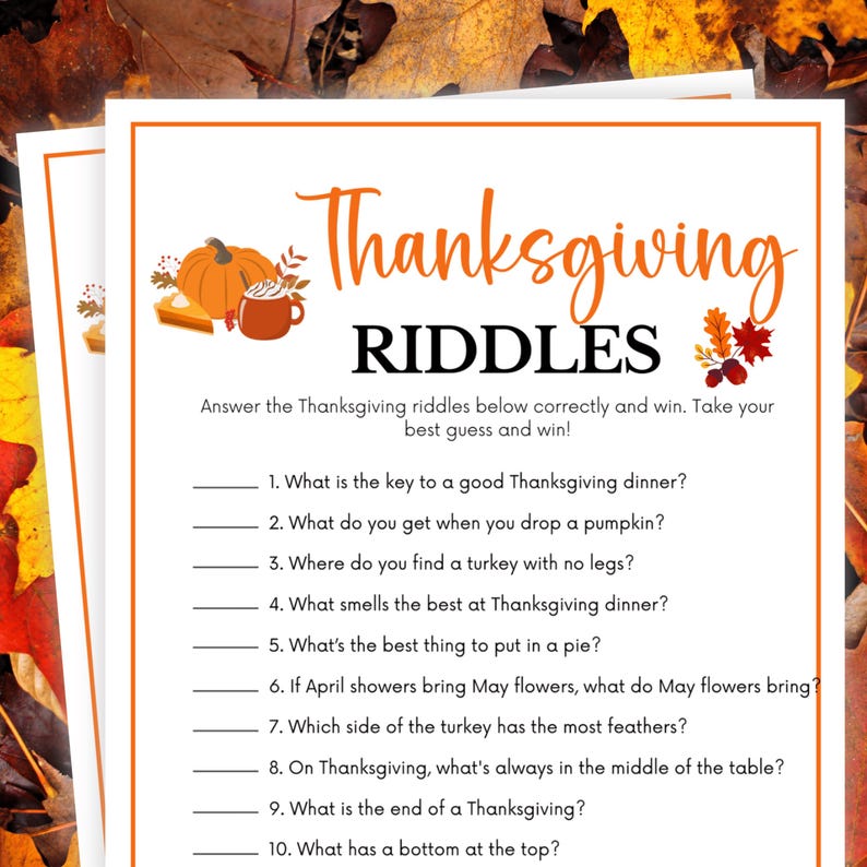 Thanksgiving Games, Riddles, Thanksgiving Party Games, Thanksgiving ...