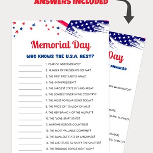 Memorial Day Games, Who Knows the USA Best?, Memorial Day Party Games ...