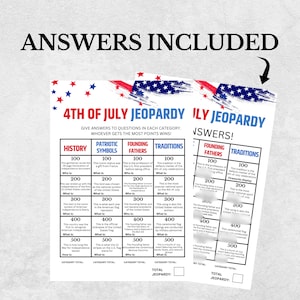 4th of July Games, 4th of July Jeopardy, Independence Day Games ...