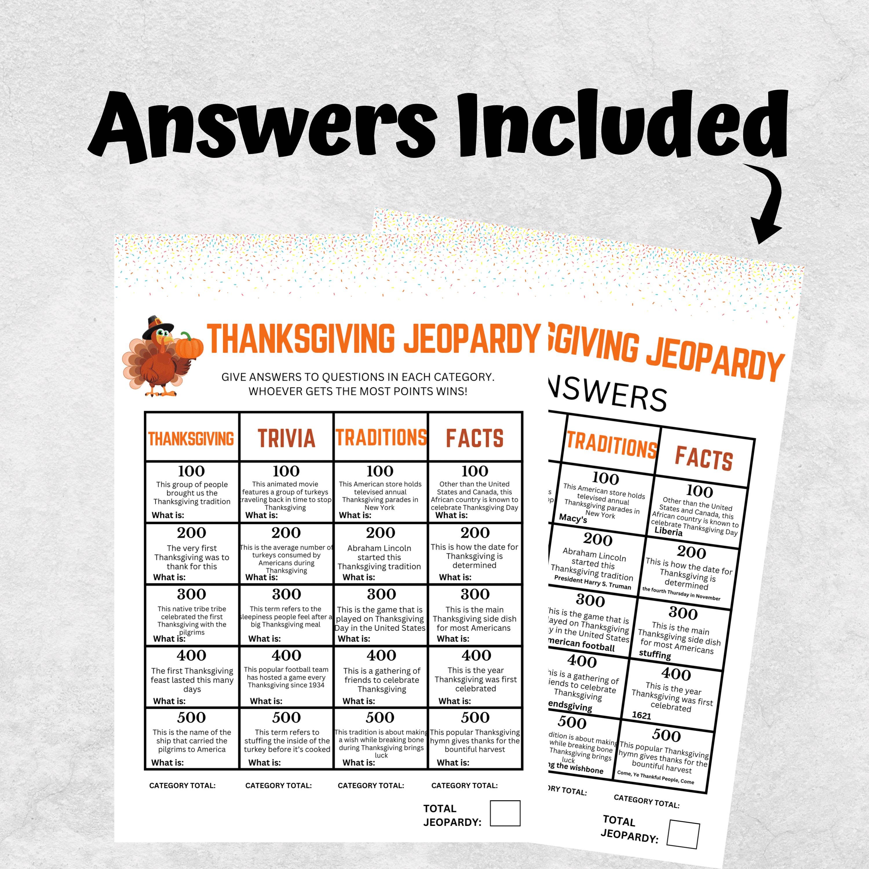 Thanksgiving Games, Jeopardy, Thanksgiving Party Games, Friendsgiving ...