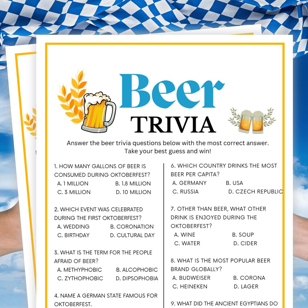 Beer Trivia, Beer Party Games, Drinking Party Games, Oktoberfest Party ...