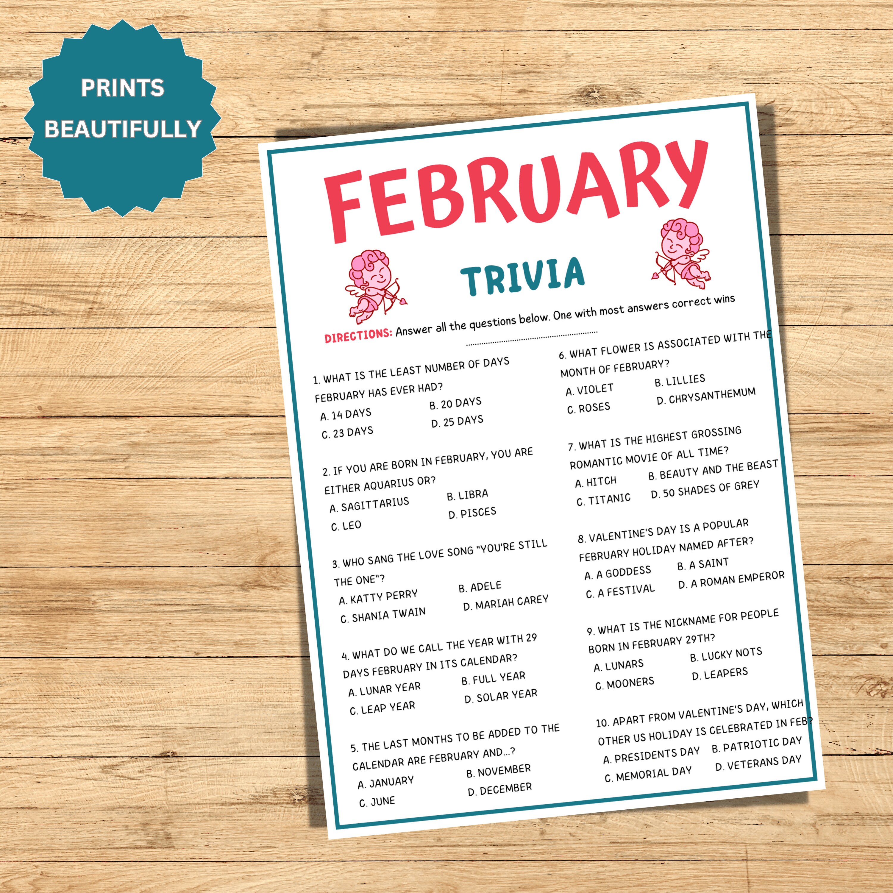 February Games, February Trivia, Birthday Games, Brunch Games, Team ...