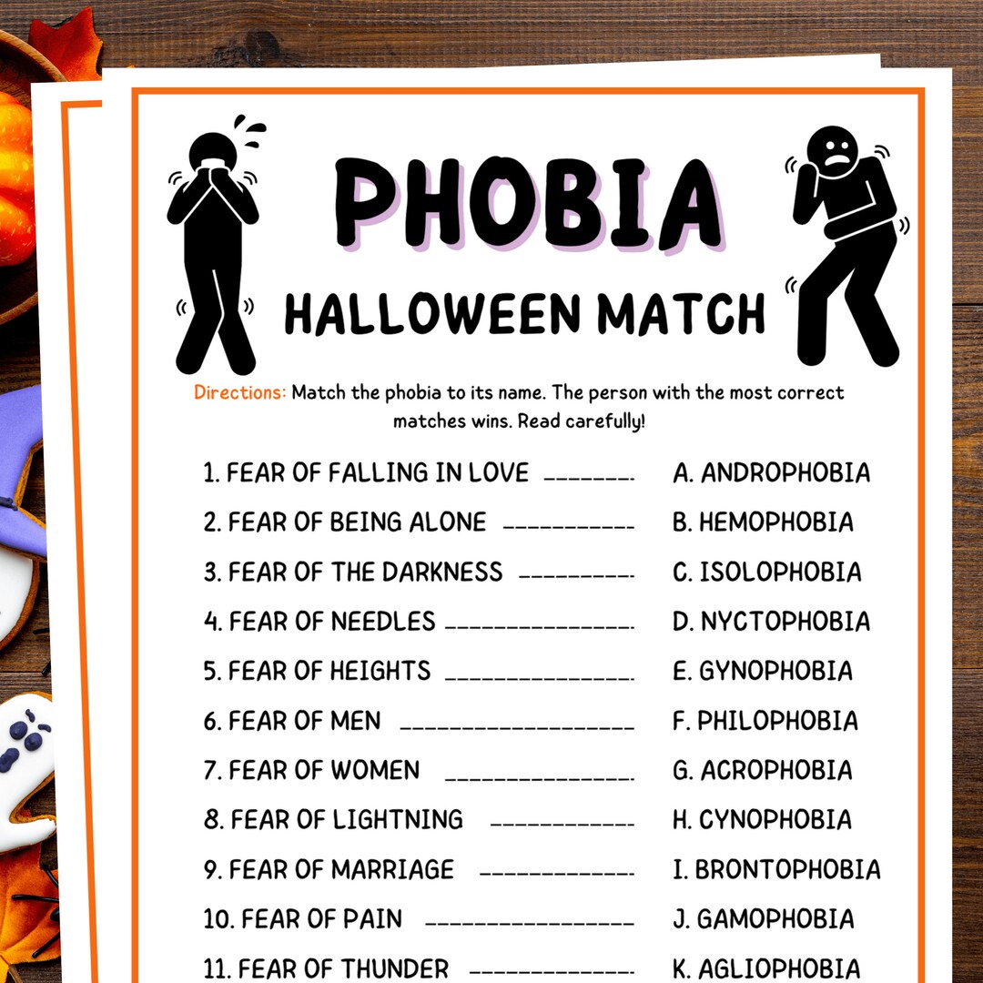 Halloween Games Printable Name That Phobia Quiz Halloween Party Games ...