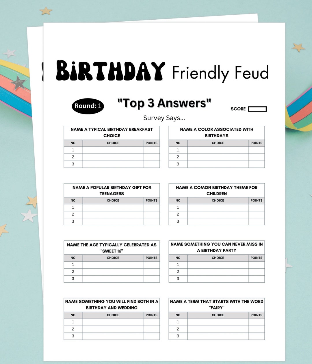 Birthday Feud, Birthday Friendly Feud, Birthday Family Feud, Birthday ...