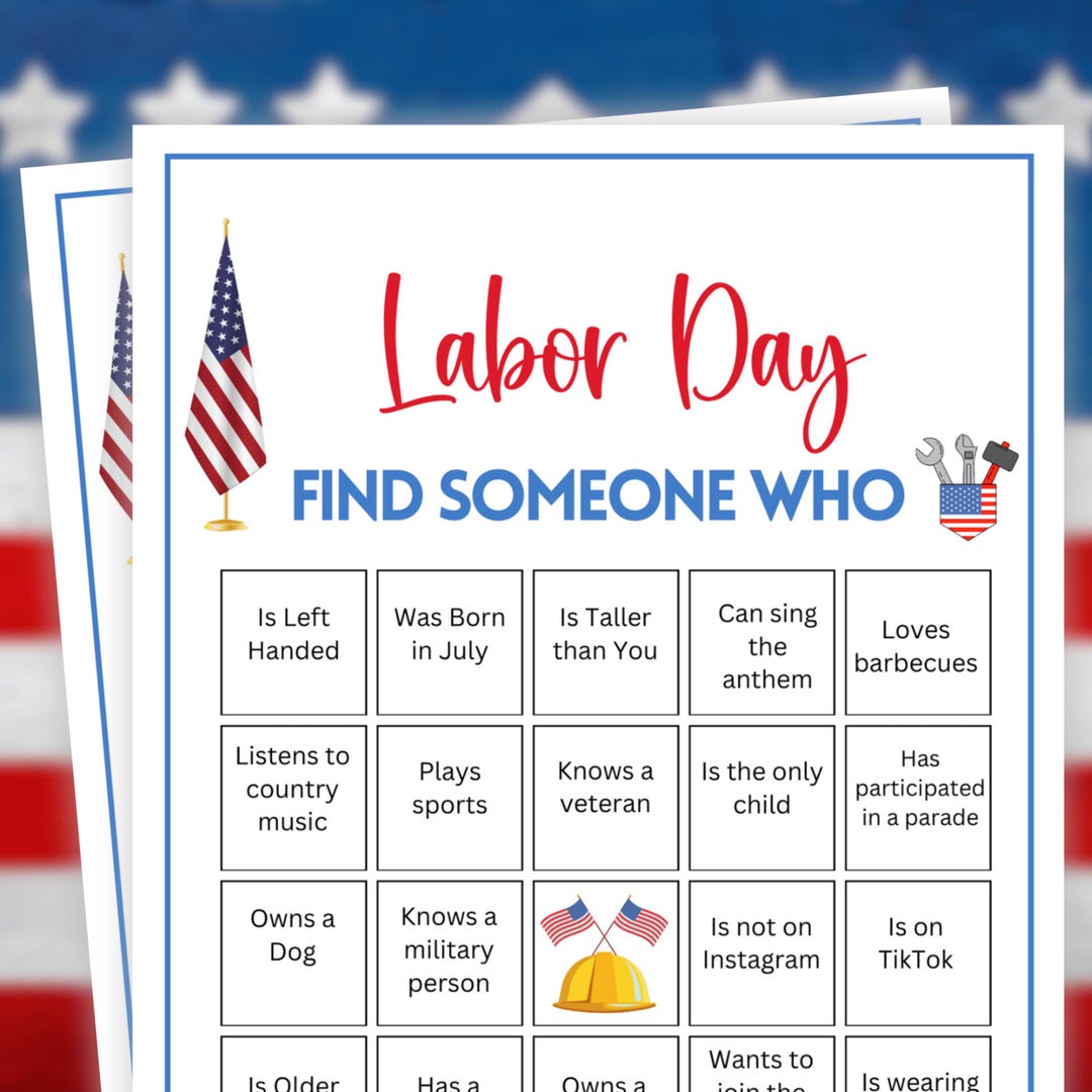 Labor Day Games, Find Someone Who BINGO, Labor Day Party Games ...