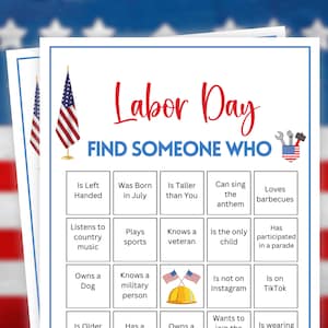 Labor Day Games, Find Someone Who BINGO, Labor Day Party Games ...