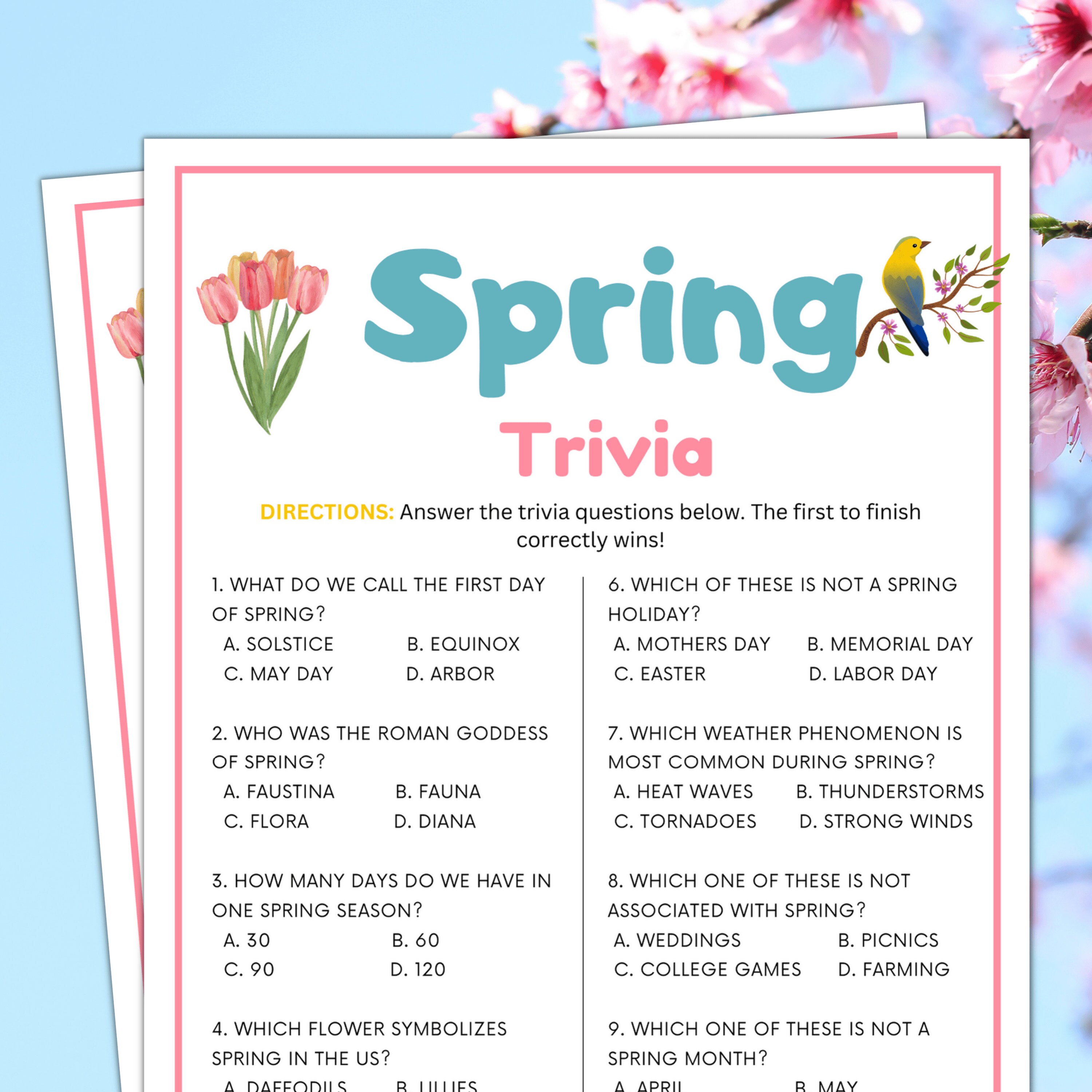 Spring Trivia, Spring Party Games, Spring School Games for Kids, Spring ...