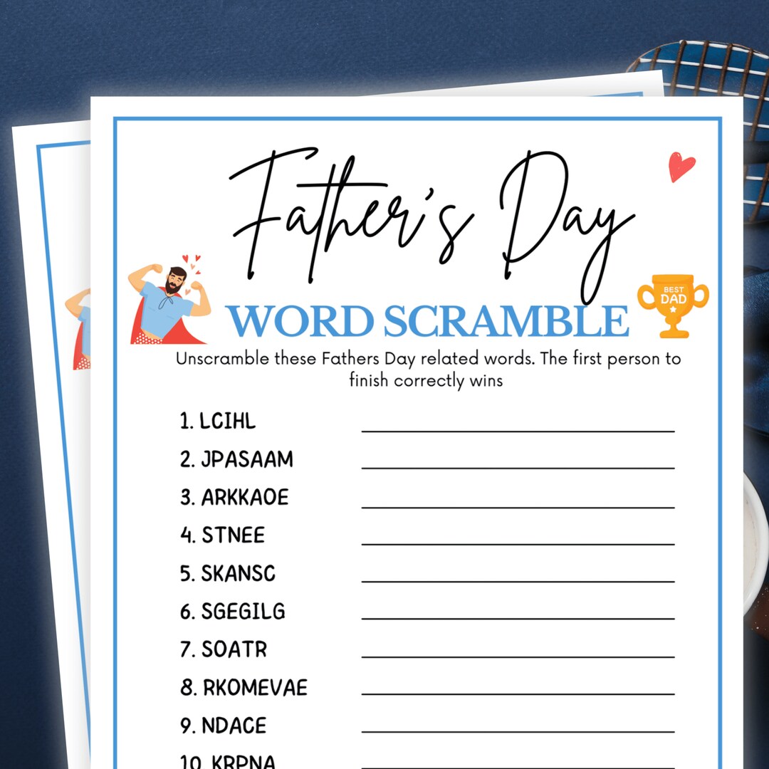Fathers Day Word Scramble, Fathers Day Printable Games, Fathers Day ...