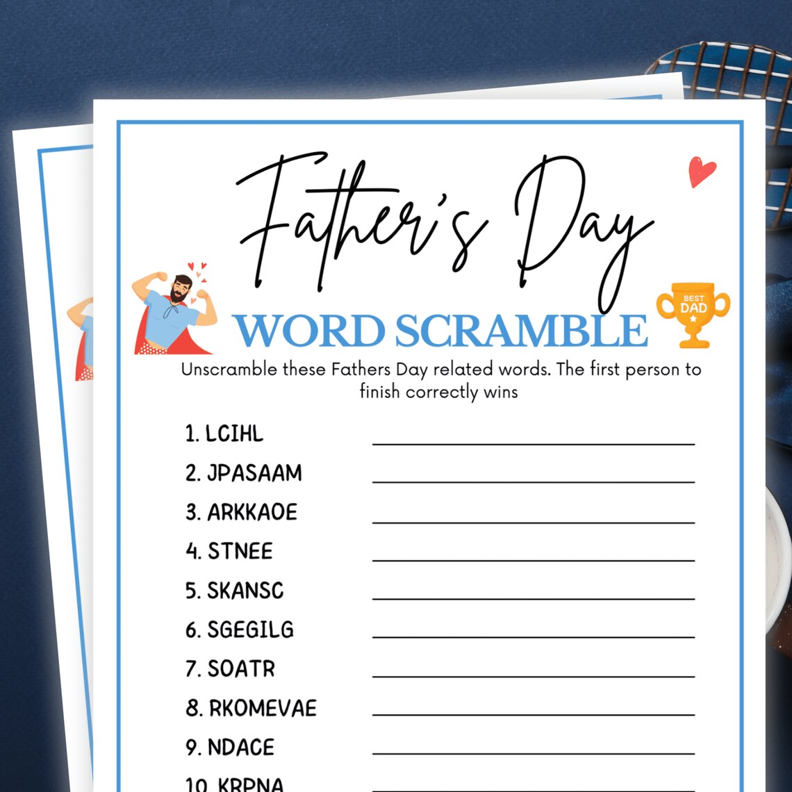 Fathers Day Games, Fathers Day Word Scramble, Fathers Day Party Games ...