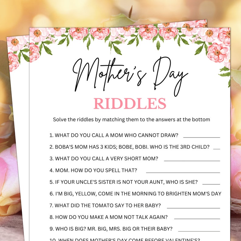 Mothers Day Trivia, Riddles for Kids, Adults, Family Games Night ...