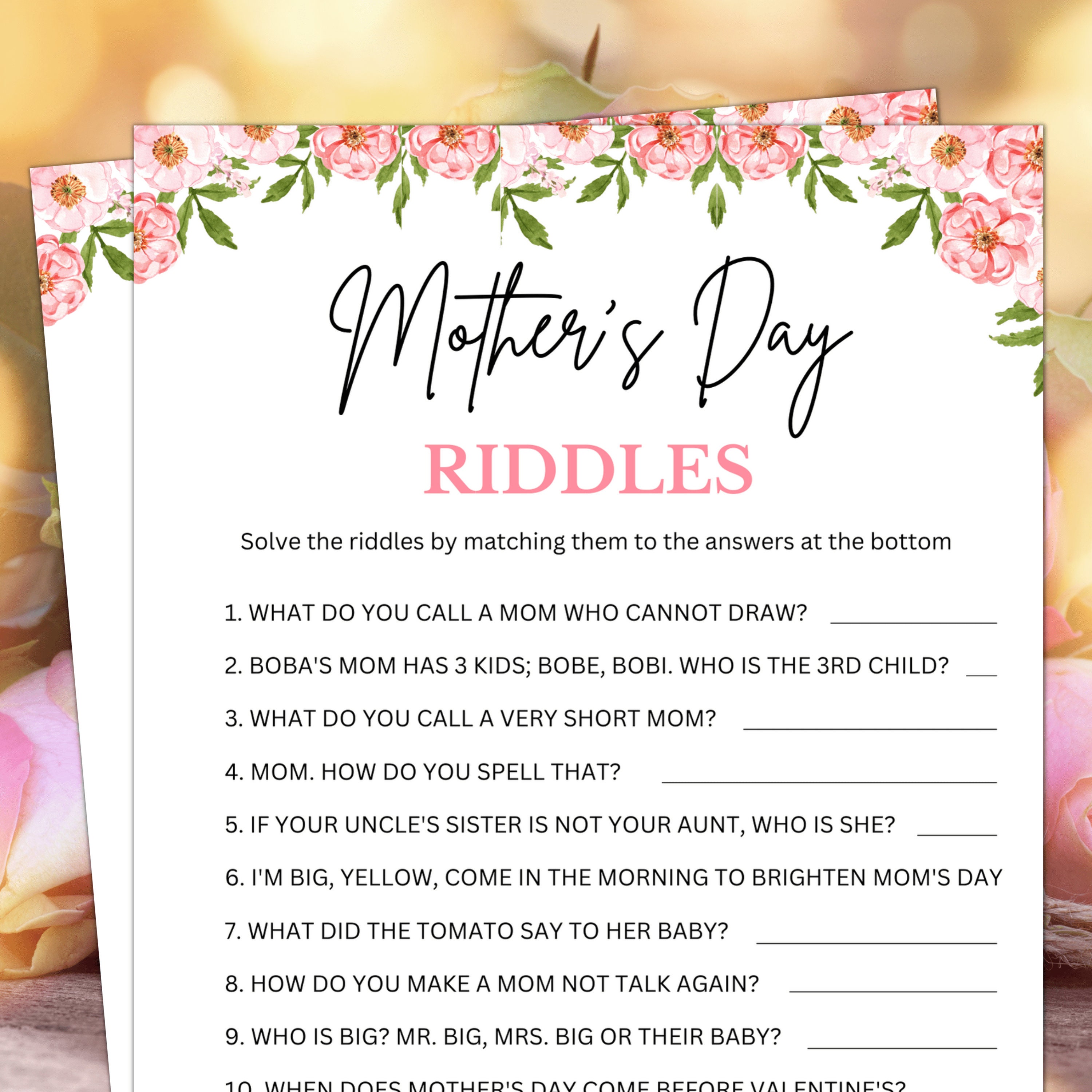 Mothers Day Trivia, Riddles for Kids, Adults, Family Games Night ...