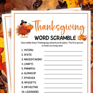 Thanksgiving Games, Word Scramble, Friendsgiving Games, Thanksgiving ...