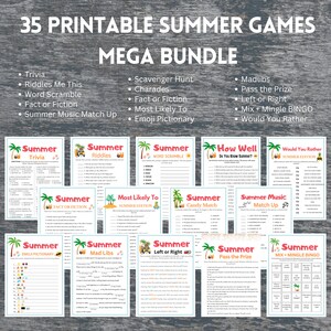 Summer Games Bundle, 35 Game MEGA Bundle, Sumer Party Games for Kids ...