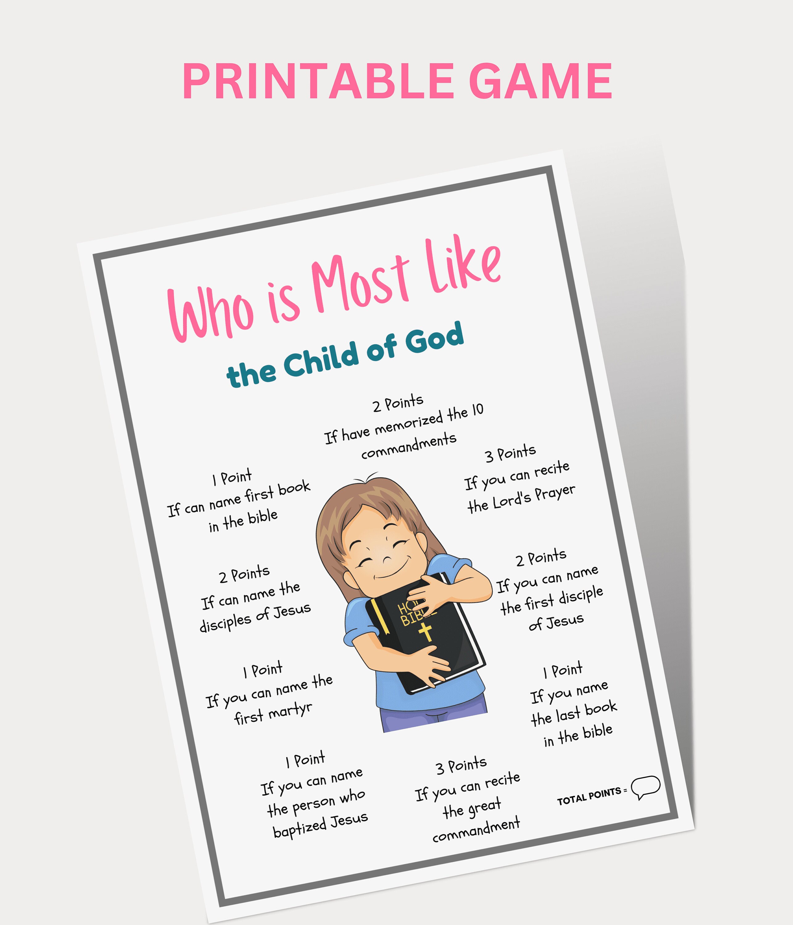 Bible Games, Who is Most Like the Child of God, Bible Games for Kids ...