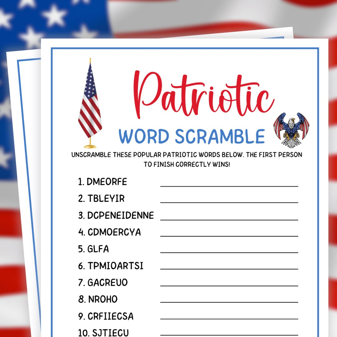Patriotic Games, Word Scramble, Labor Day Games, 4th of July Games ...