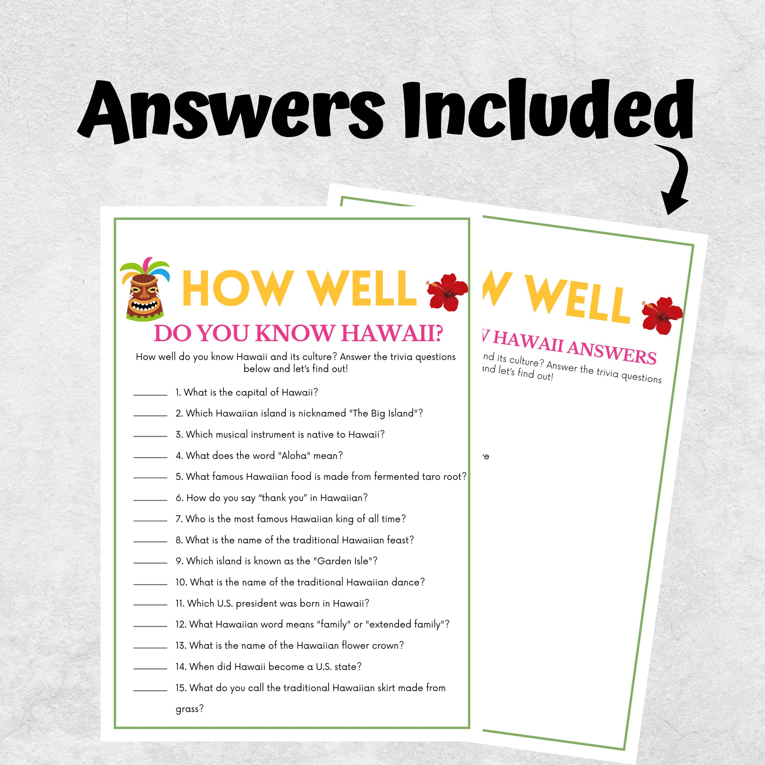 Hawaii Trivia, How Well Do You Know Hawaii, Luau Party Games, Aloha ...