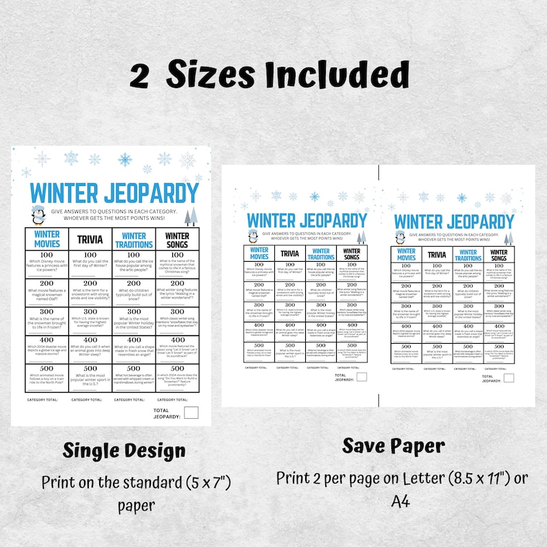Winter Trivia Game, Winter Jeopardy, Winter Games, Winter Party Games ...