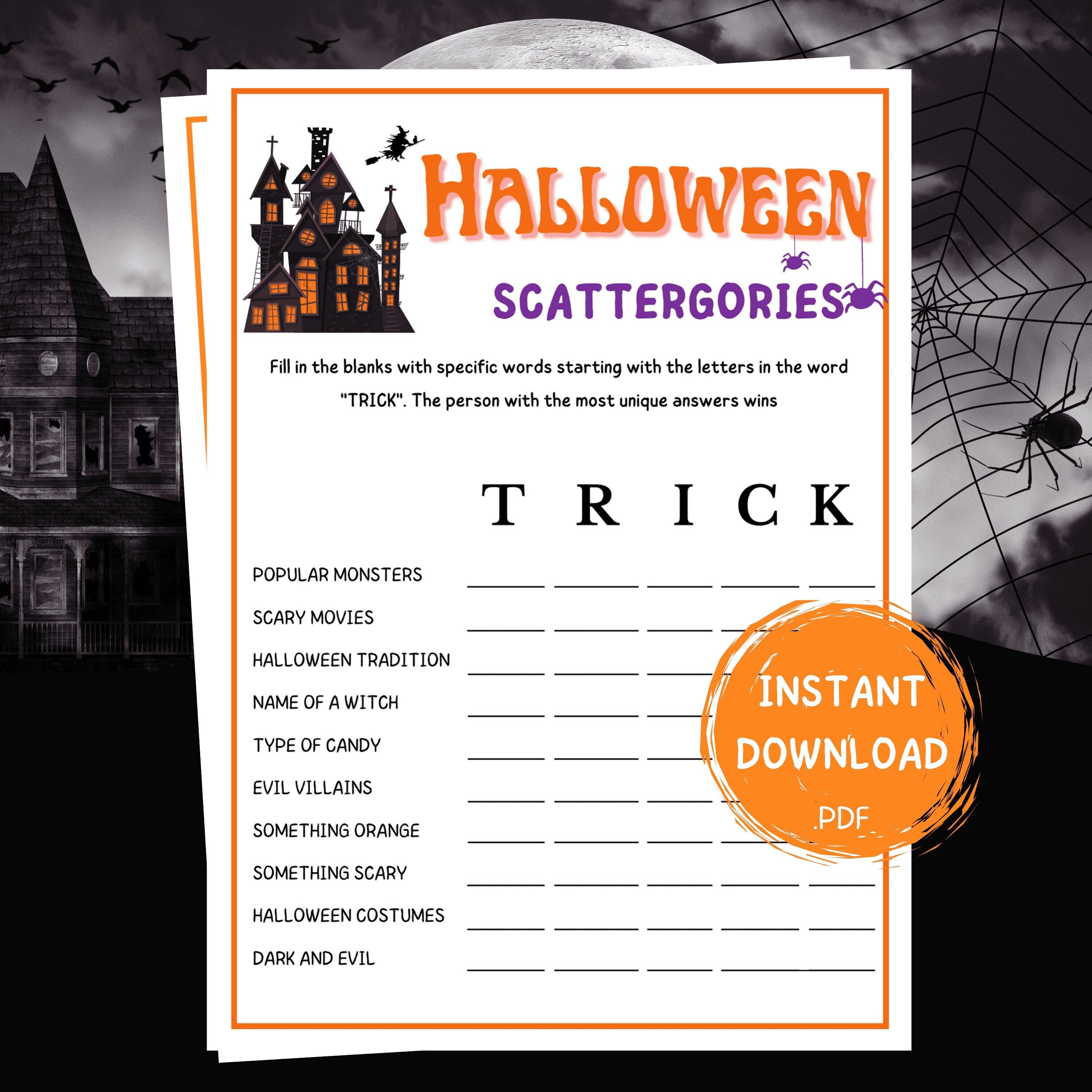 Halloween Scattergories, Trick Scattergories, Halloween Games for Kids ...