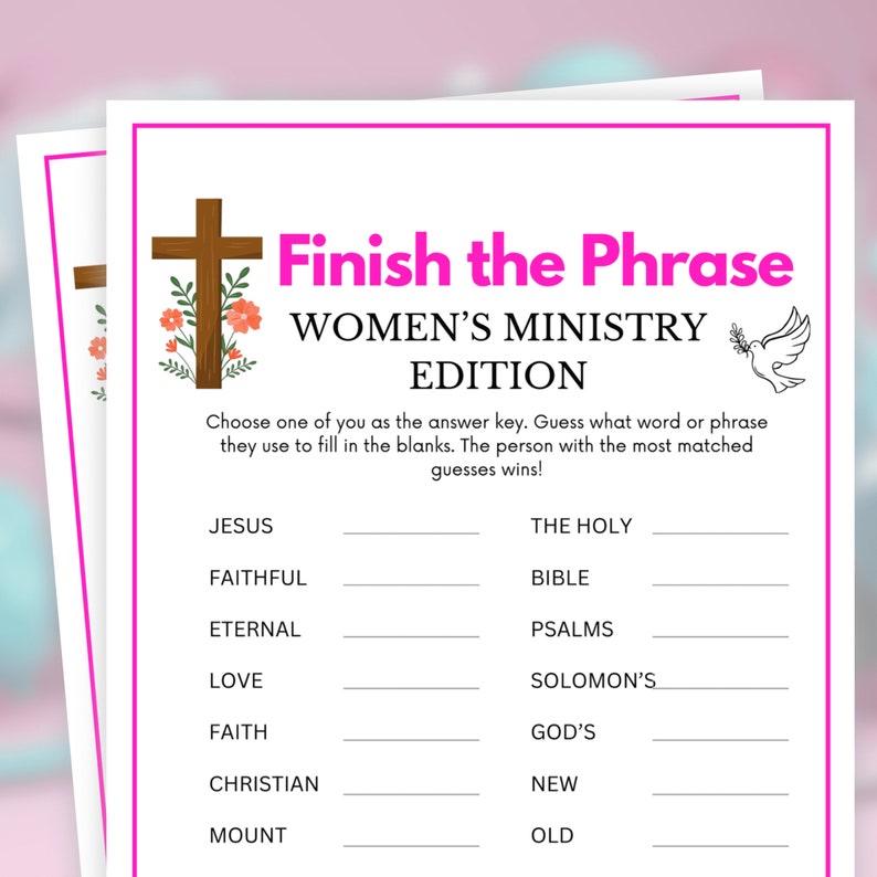 Womens Ministry Games, Finish the Phrase, Bible Games, Bible Study ...