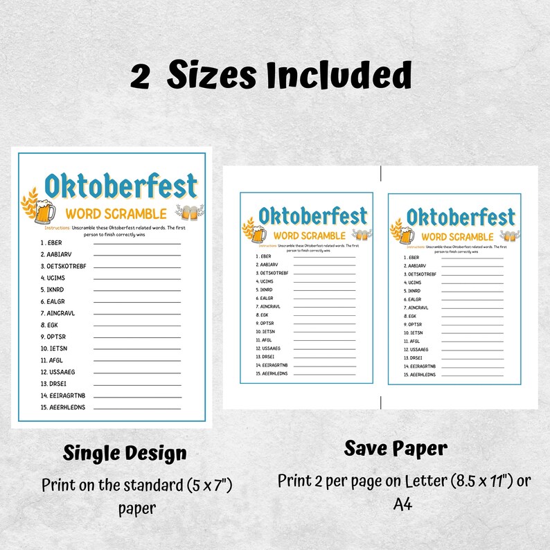 Oktoberfest Games, Word Scramble, Oktberfest Party Games, Beer Party ...