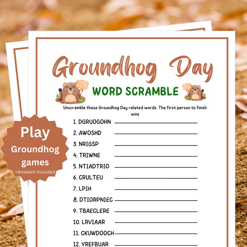 Groundhog Day Games, Word Scramble, Groundhog Games for Kids, Spring ...