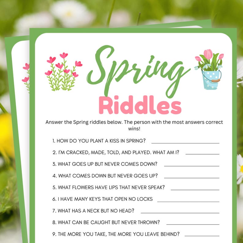 Spring Games, Riddles, Spring Party Games for Kids and Adults, Riddle ...
