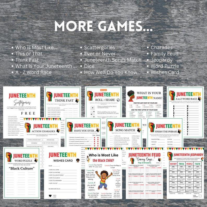 Juneteenth Games Bundle, 35 Games SUPER Bundle, Juneteenth Party Games ...
