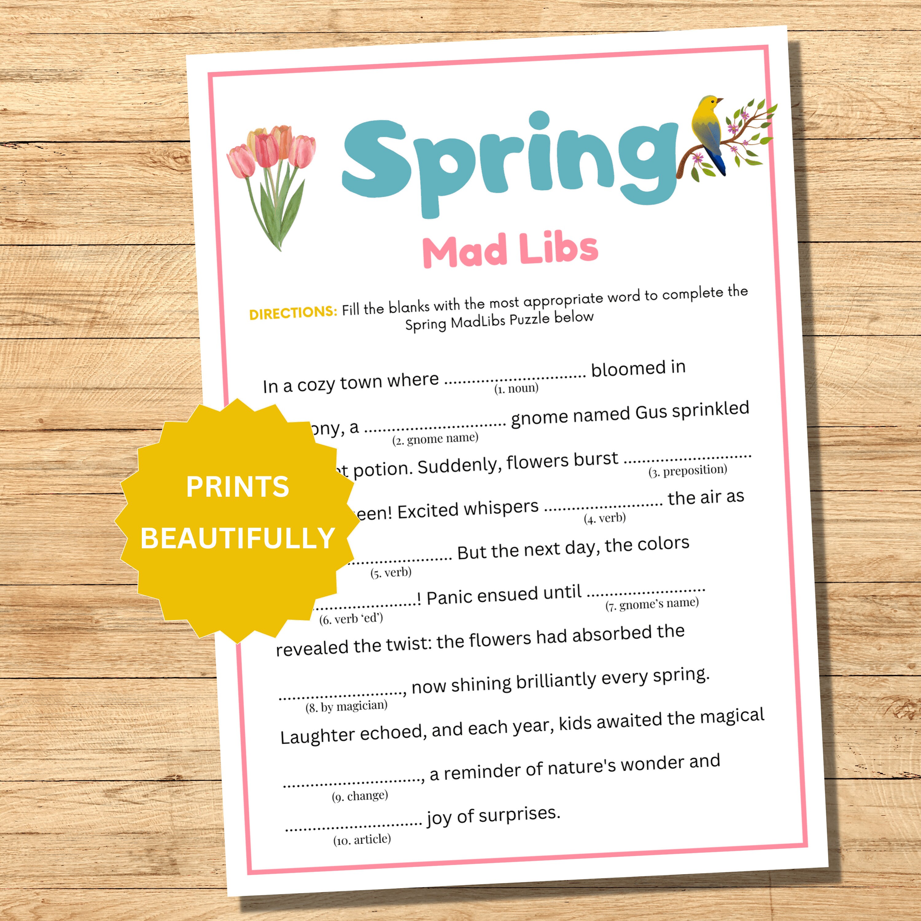 Spring Games, Spring Mad Libs for Kids and Adults, Spring Bedtime Story ...