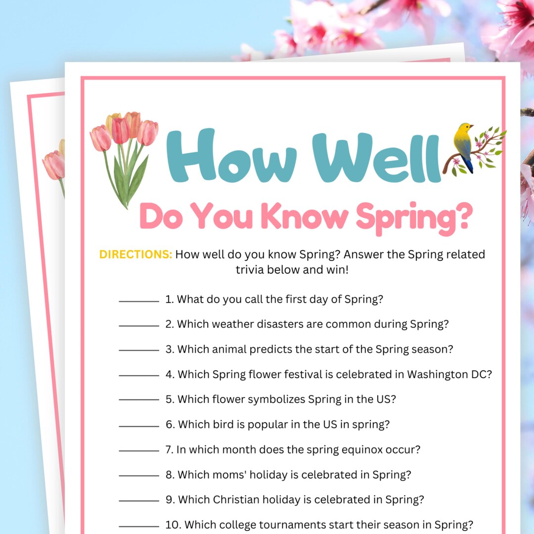 Spring Games, How Well Do You Know Spring, Spring Party Games, Spring ...