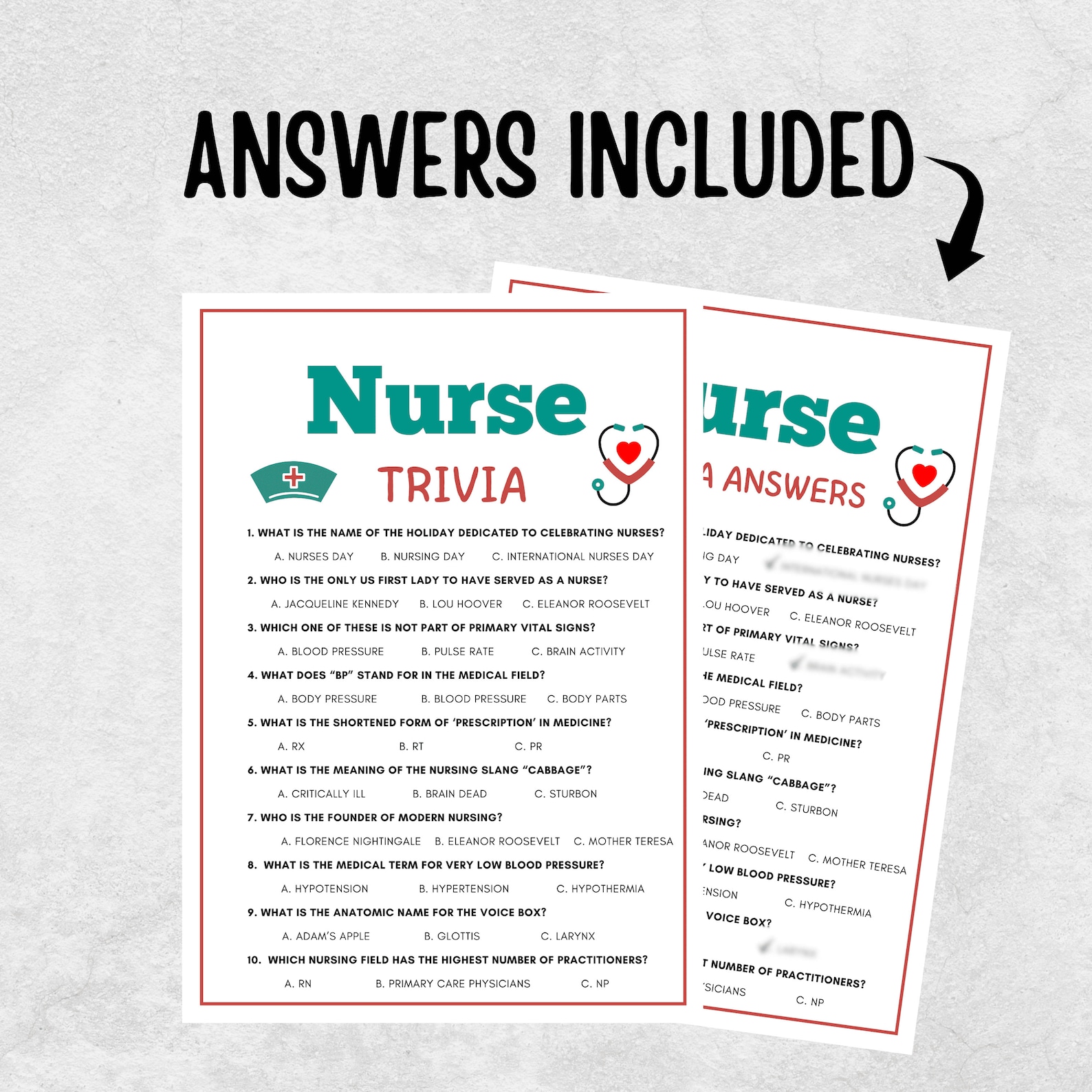 Nurse Trivia, Nurse Games, Nurse Party Games, Nurse Graduation Games ...