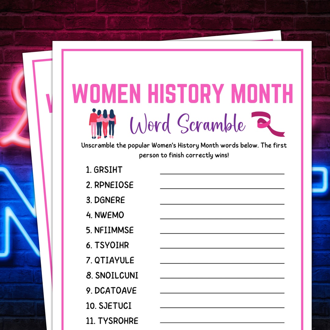 Womens History Month Games, Womens History Month Word Scramble, Women's ...