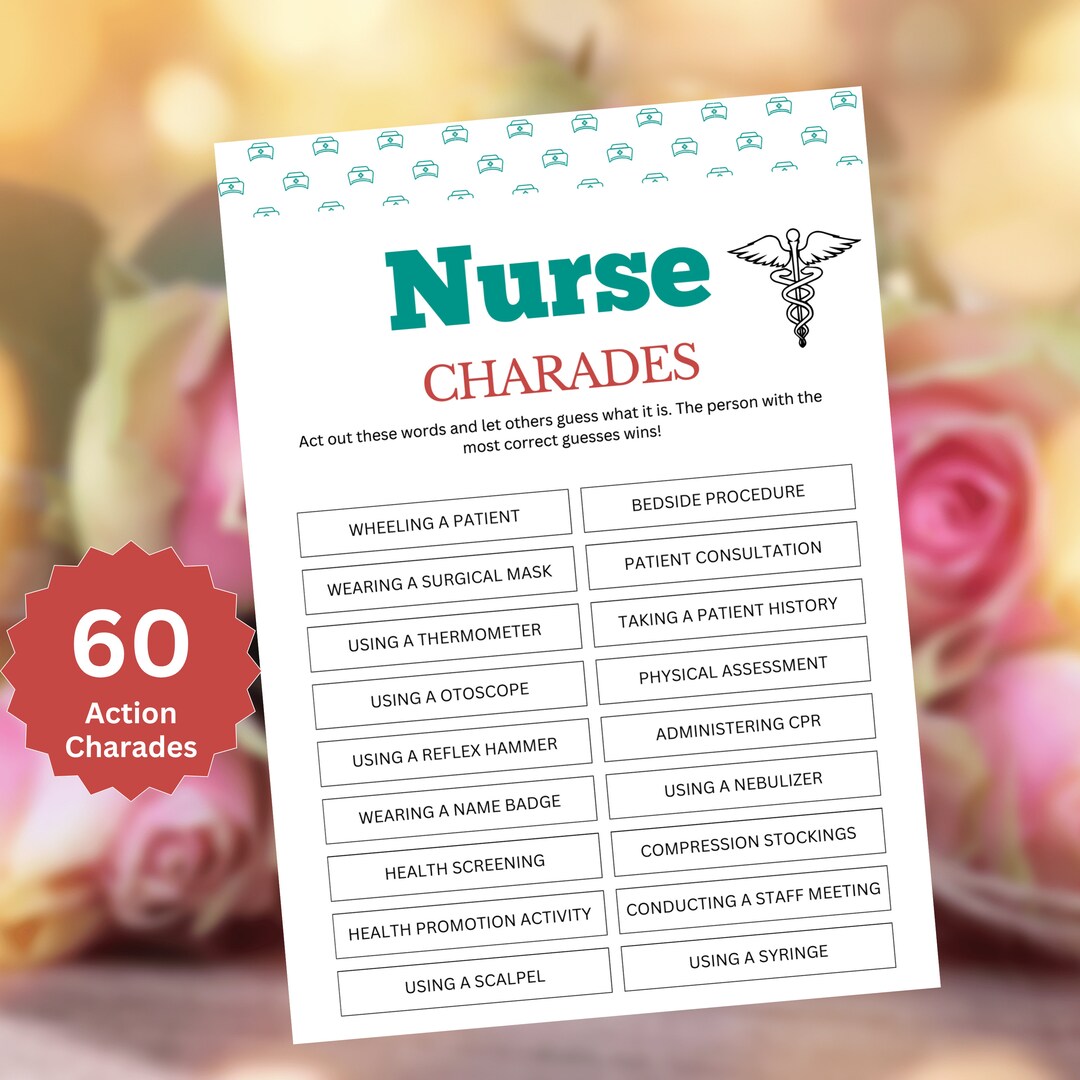 Nurse Games, Nurse Charades, Nurse Party Games, Nurse Graduation, Nurse ...