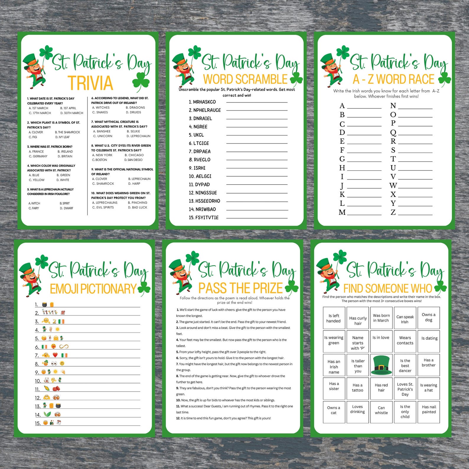 St Patricks Day Games, 50 Games SUPER Bundle, St Patrick's Day Party ...