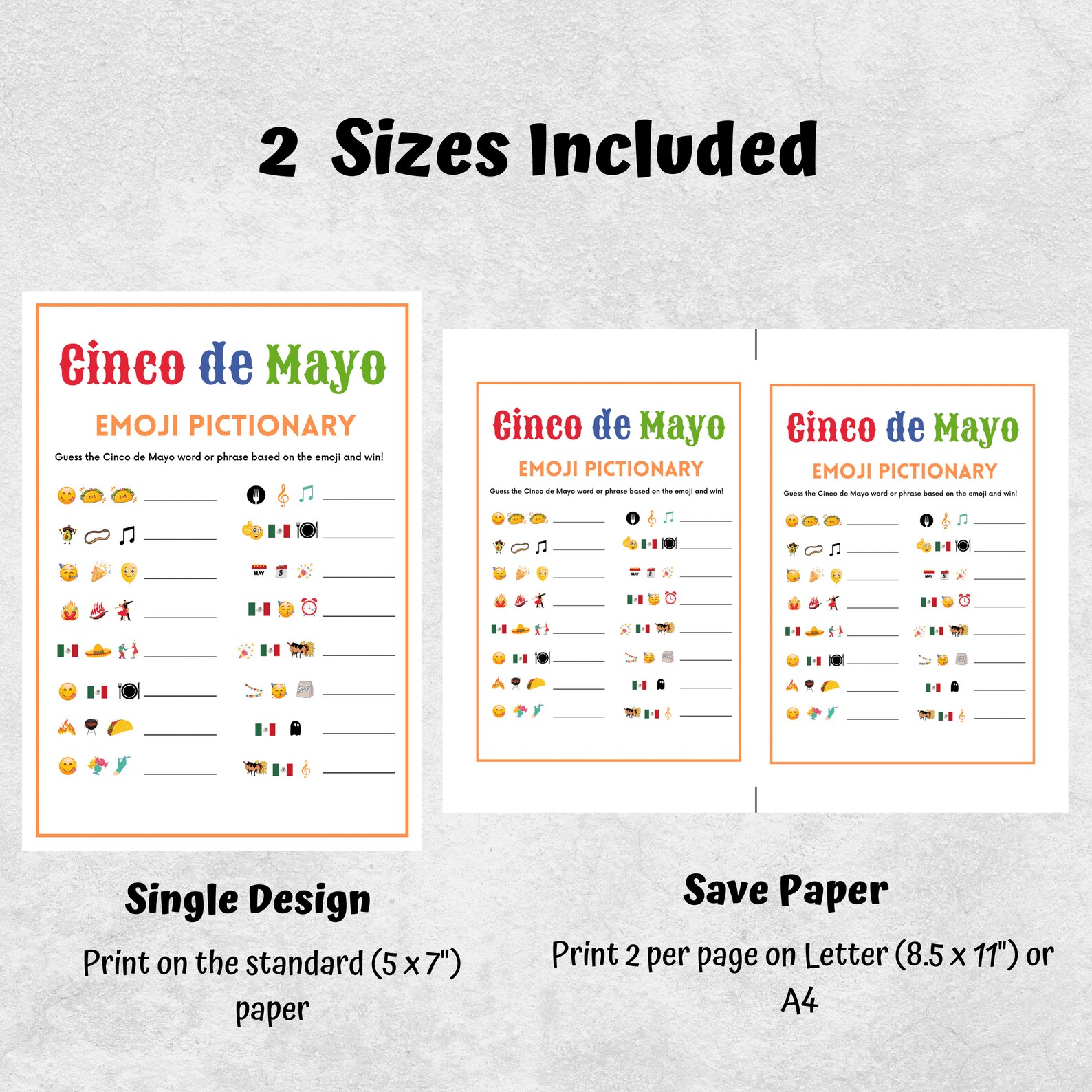 Cinco De Mayo Trivia, EMOJI Pictionary, Cinco De Mayo Party Games for ...