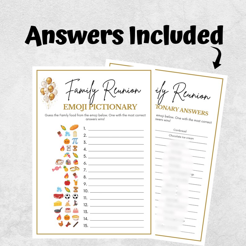 Family Reunion Games, Emoji Pictionary, Family Party Games, Reunion ...