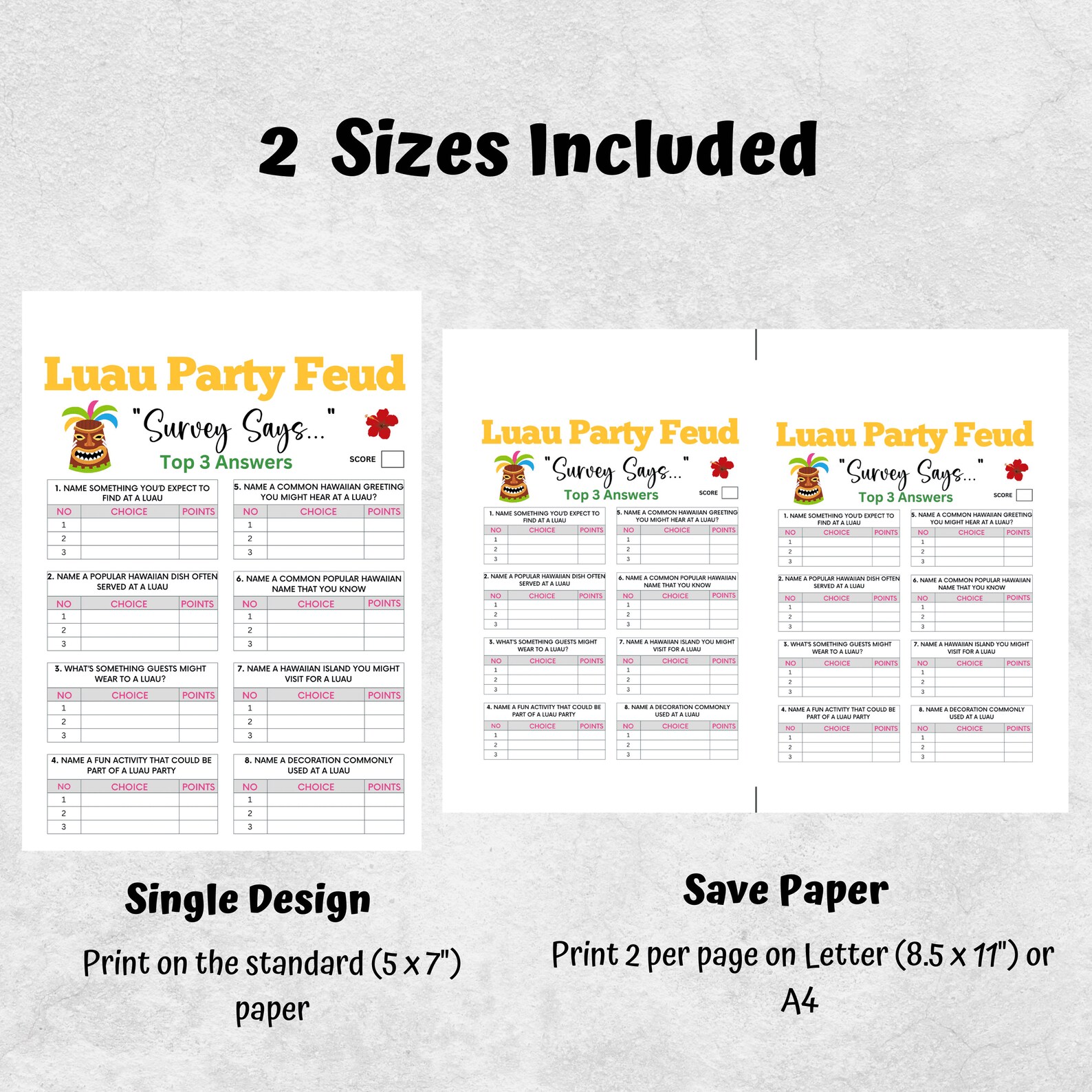 Luau Trivia, Luau Party Feud, Luau Party Games, Aloha Party Games ...