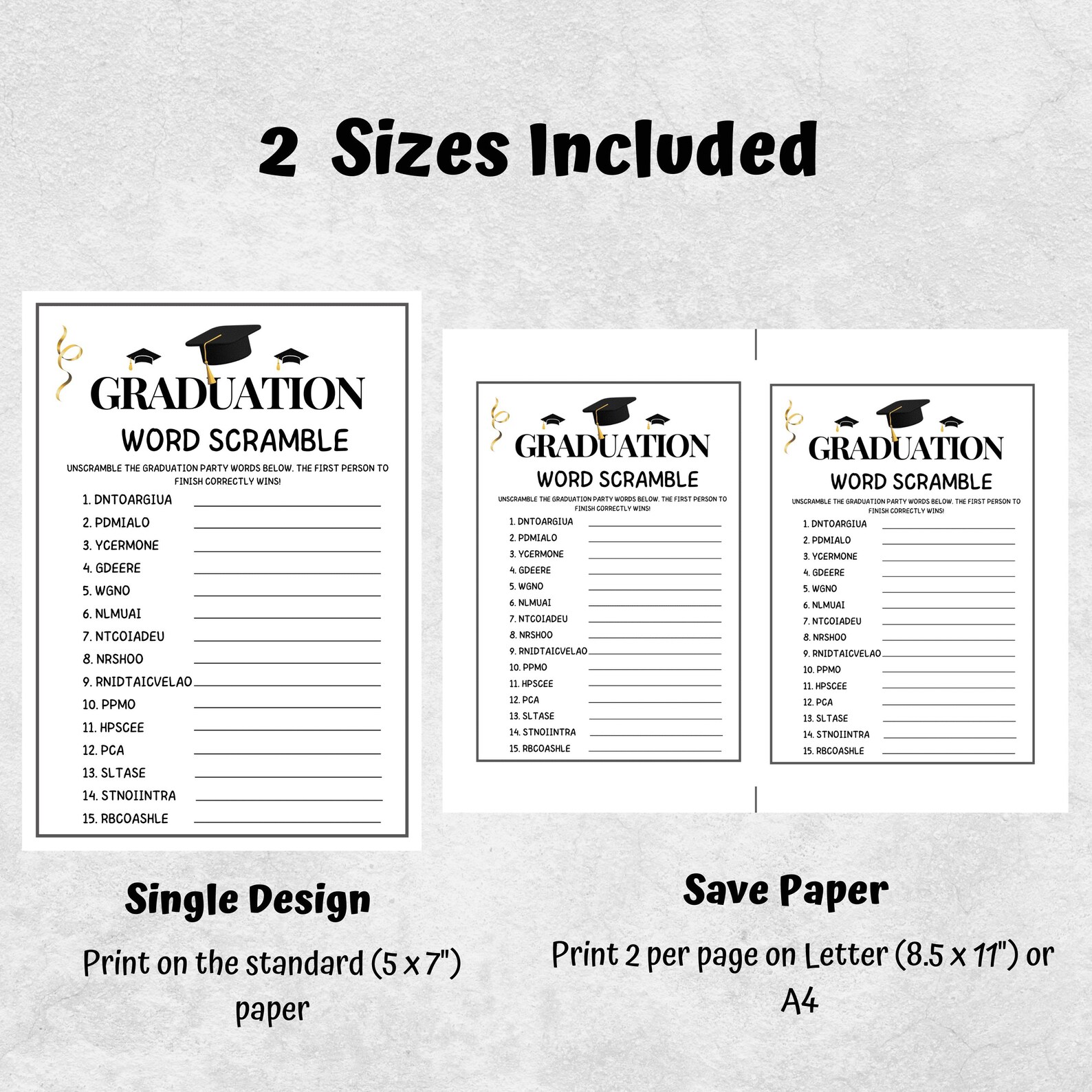 Graduation Word Scramble, Graduation Games, College Graduation Games ...