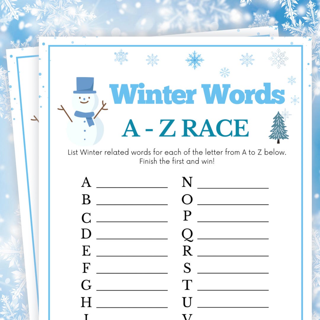 Winter Games, A to Z Word Race, Winter Party Games, Winter Games for ...