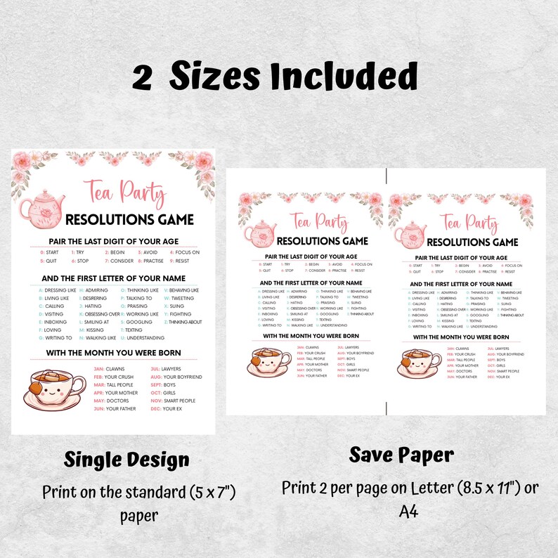 Tea Party Games, Tea Party Resolutions Game, Ladies Tea Party Games ...