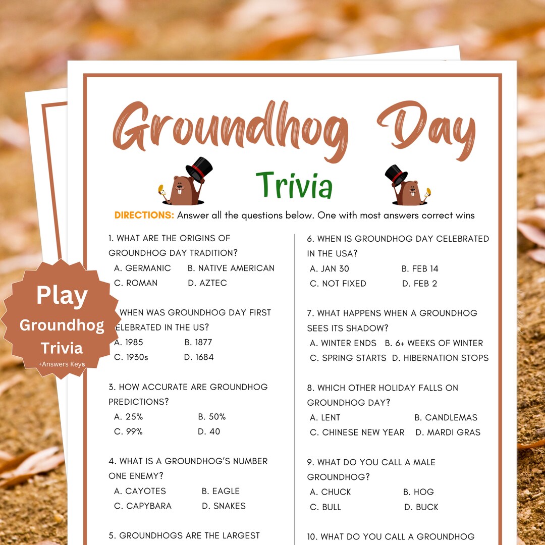Groundhog Day Trivia, Groundhog Day Games, Groundhog Trivia, Groundhog ...
