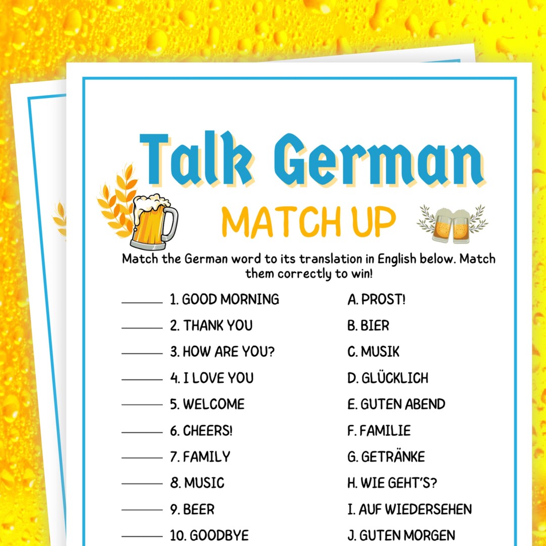 German Words Trivia, German Words Match Up, Oktoberfest Games ...