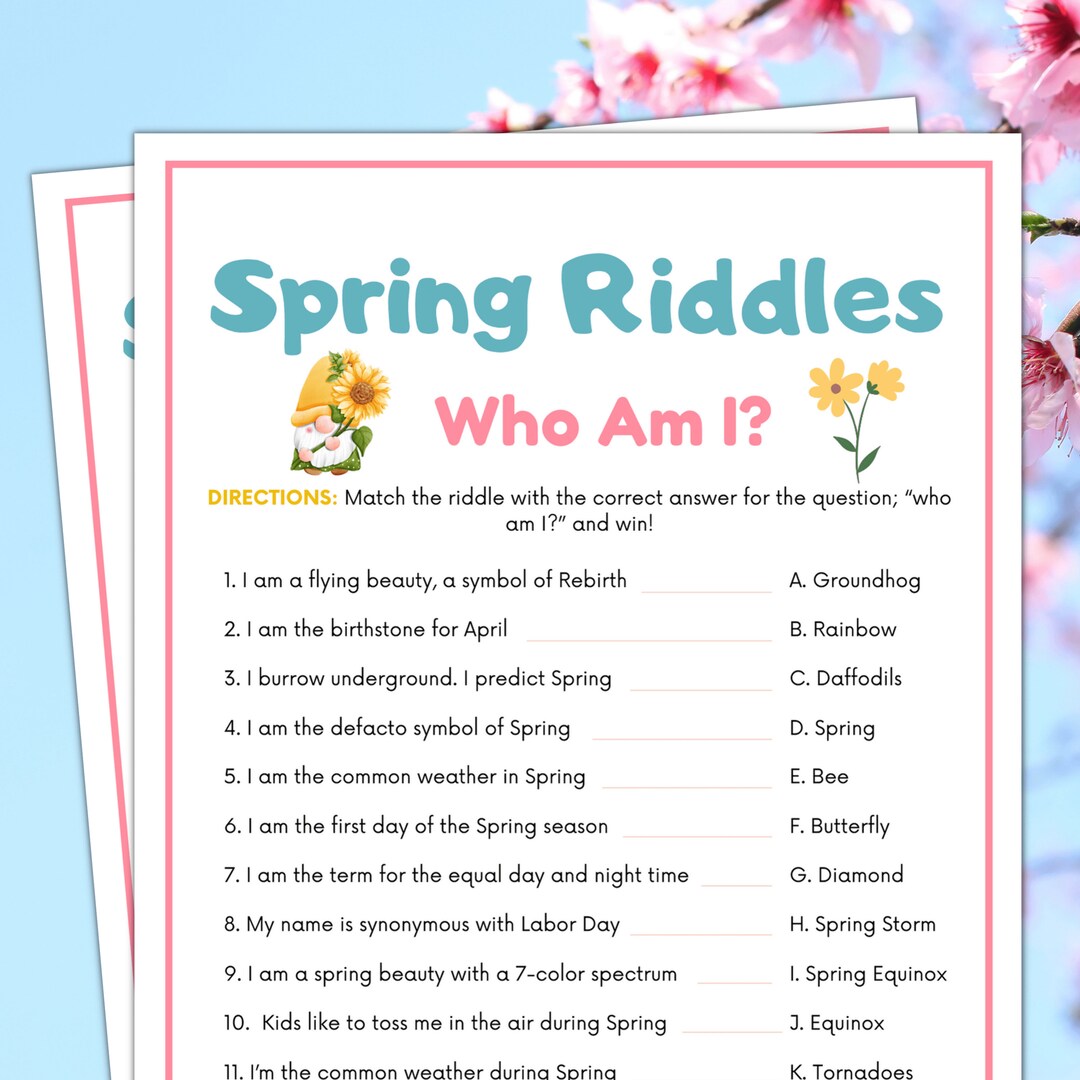 Spring Who Am I Riddles, Spring Games, Spring Riddles for Kids, Spring ...