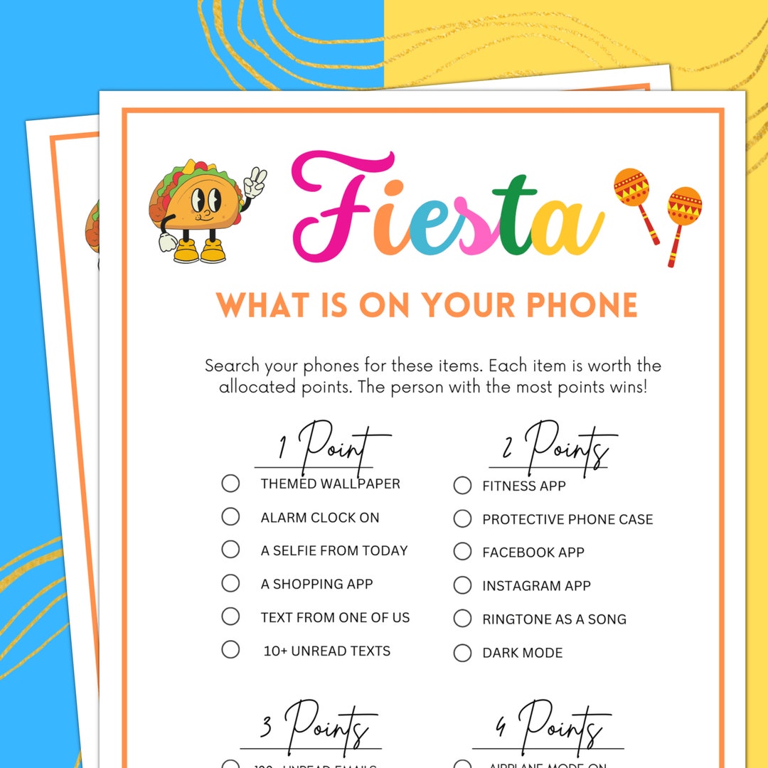 Fiesta Games, What is on Your Phone, Fiesta Party Games, Birthday ...