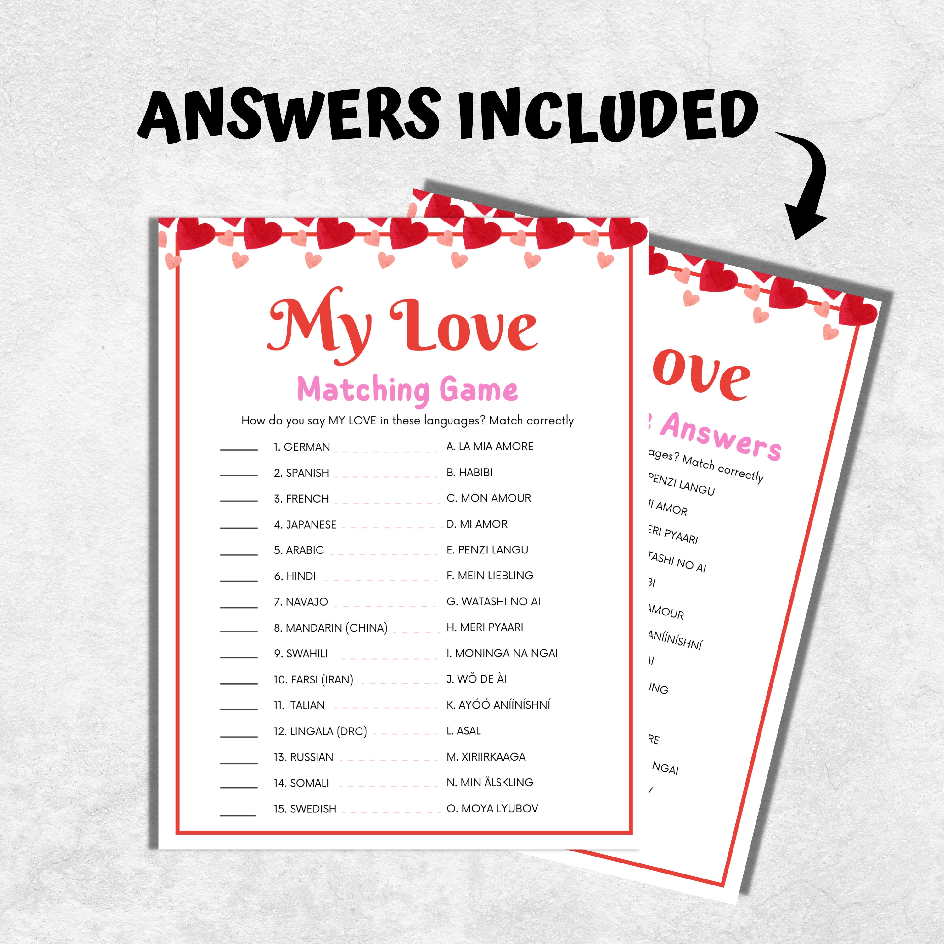 My Love Matching Game, Valentines Day Games, My Love Around the World ...