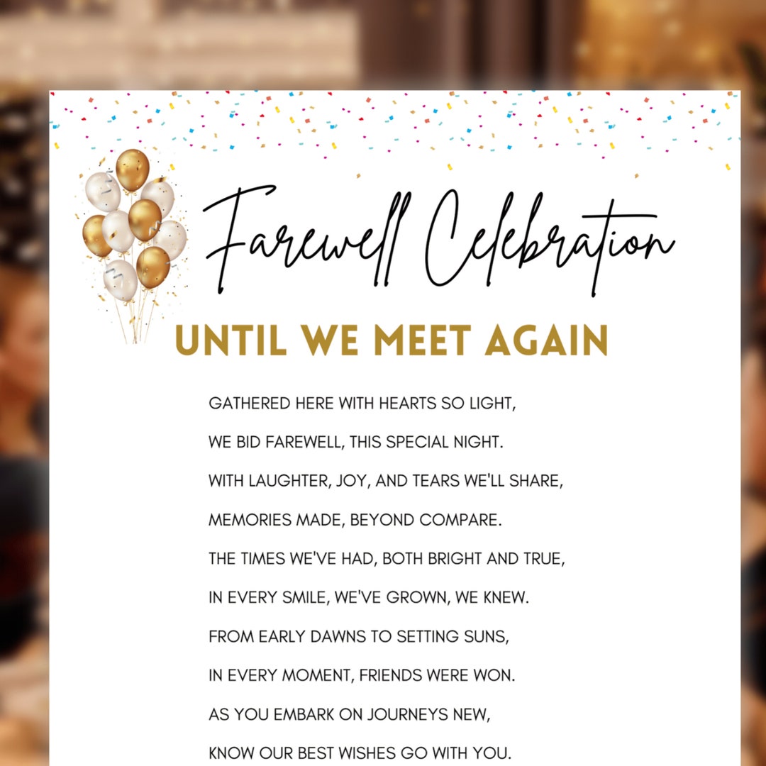 Farewell Party Games, Poem, Farewell Celebration Games, Party Games for ...