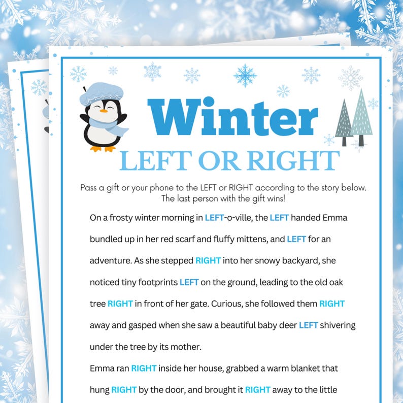 Winter Games, Left or Right, Winter Party Game, Winter Class Games ...