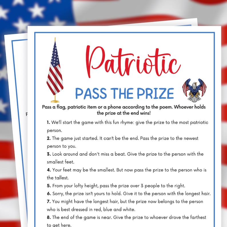 Patriotic Games, Pass the Prize, Labor Day Game, Veterans Day Games ...